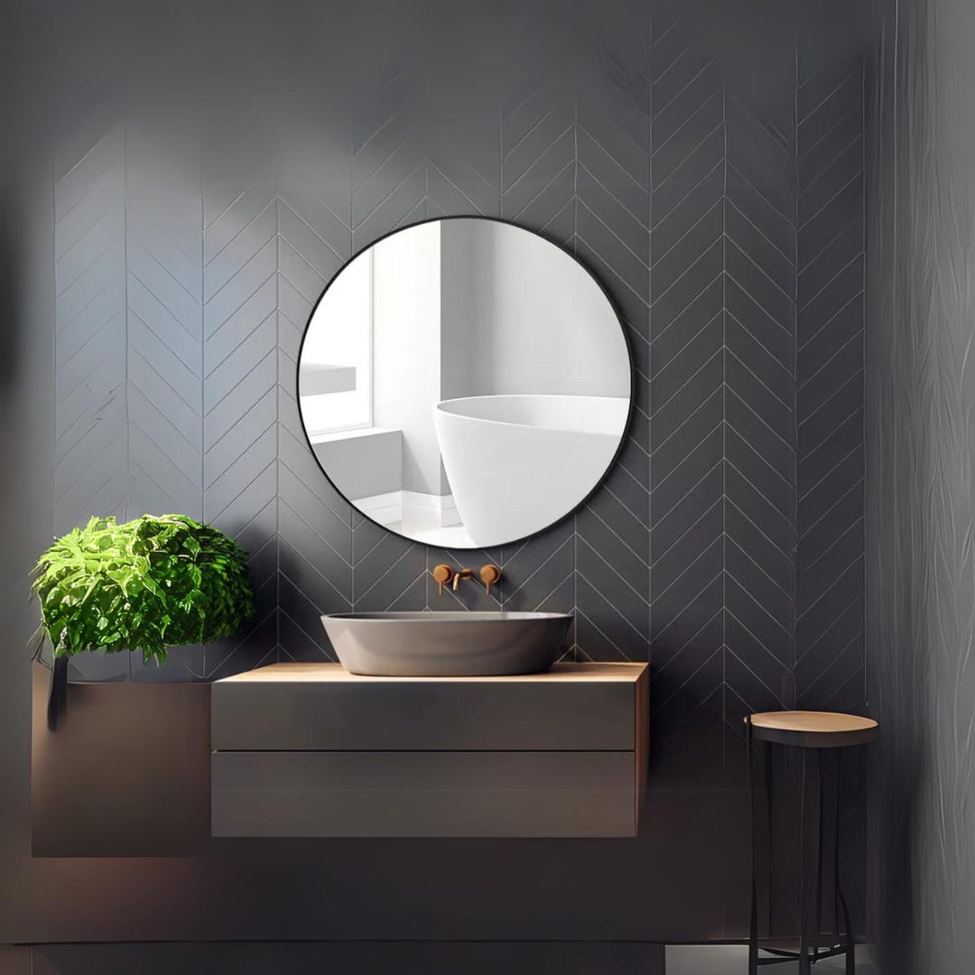 Wall Mirror, 50 Cm Mirror, Minimalist Mirror, Gold Round Mirror, Wall ...