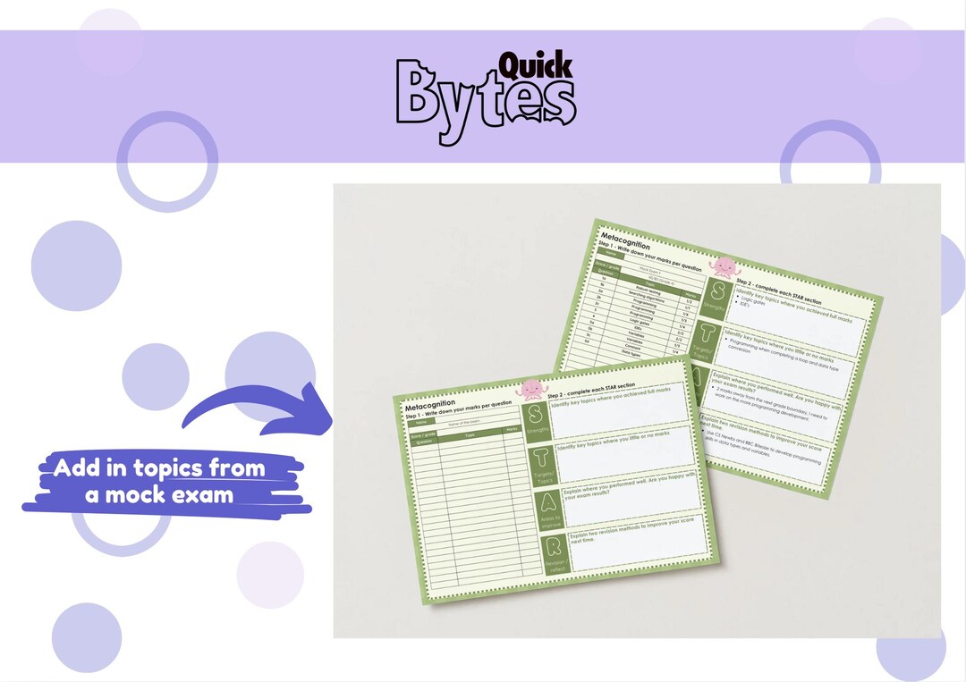 Metacognition STAR Sheet for GCSE Students Print and Digital Version in ...