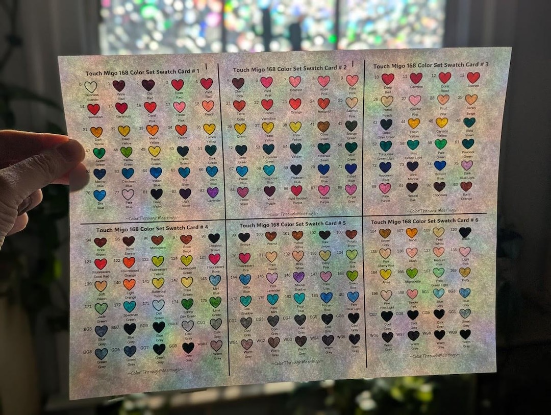 Touch Migo 168 Color Swatch Card | Valentine's Day Edition | Numerical ...