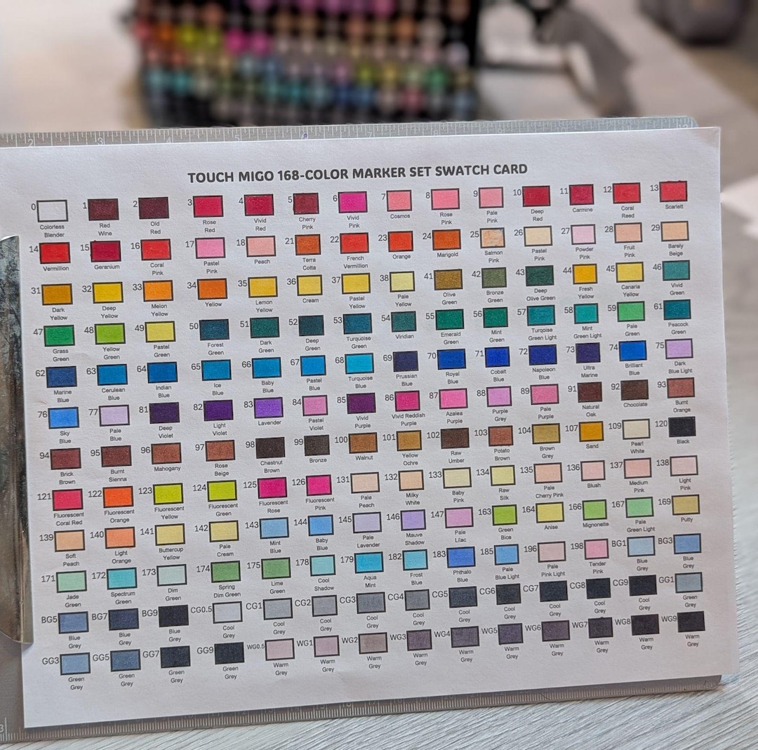 Touch Migo 168 Color Swatch Card | Numerical Order | Printable PDF - Etsy