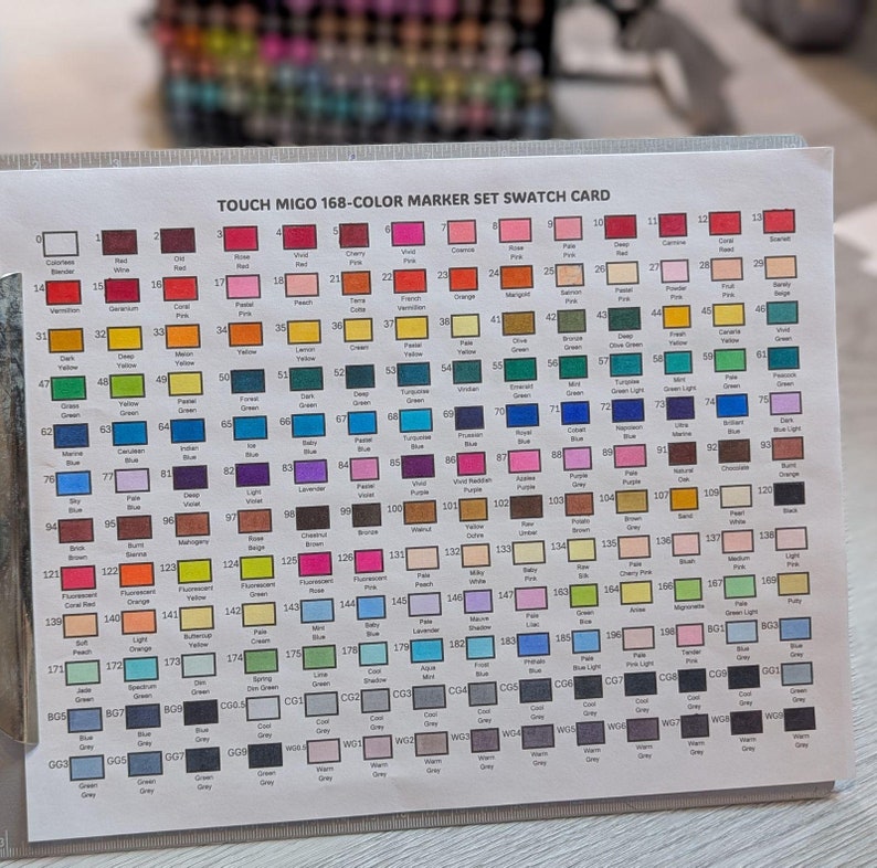 Touch Migo 168 Color Swatch Card | Numerical Order | Printable PDF - Etsy