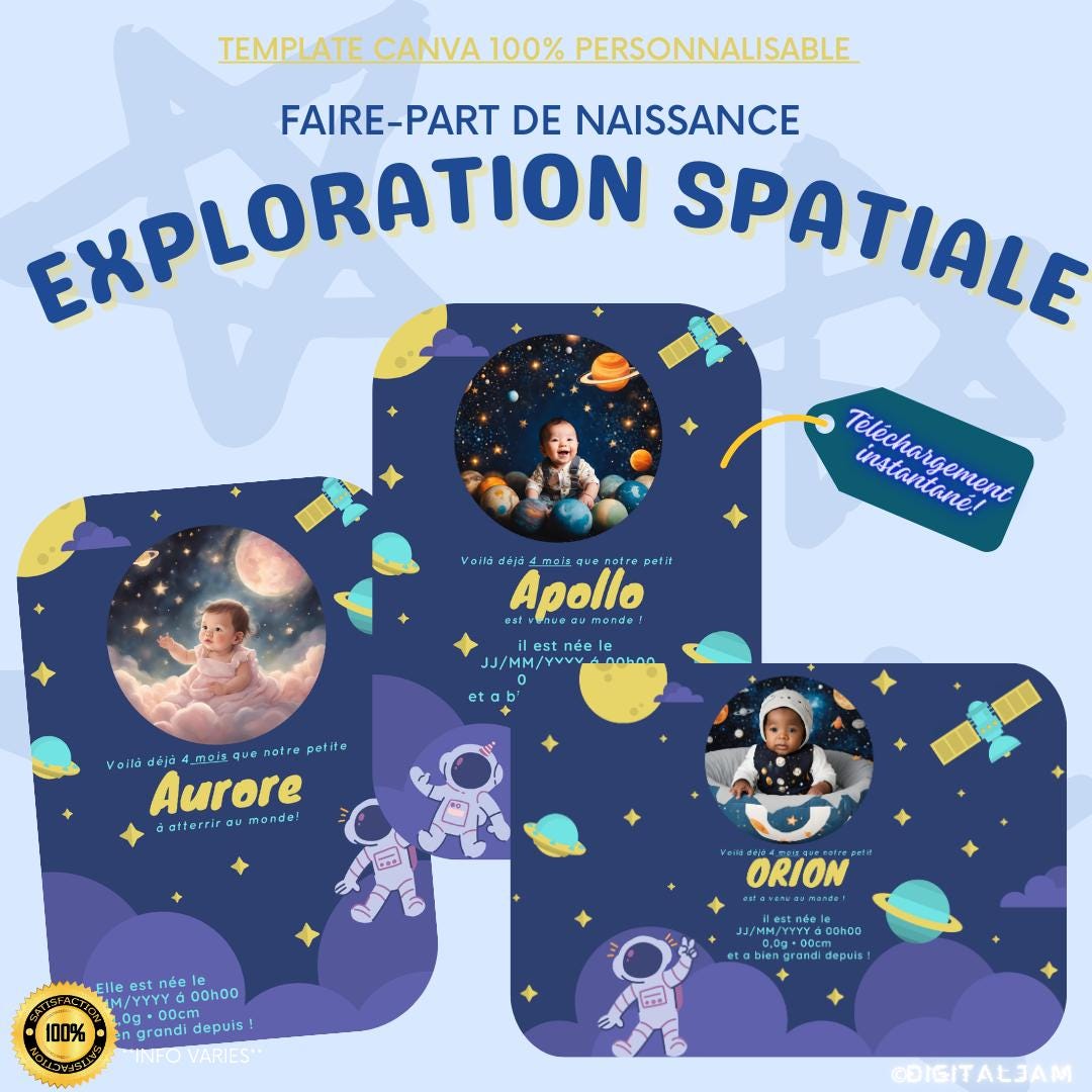 Birth Announcement - Space Exploration | Space Theme Customizable Birth ...