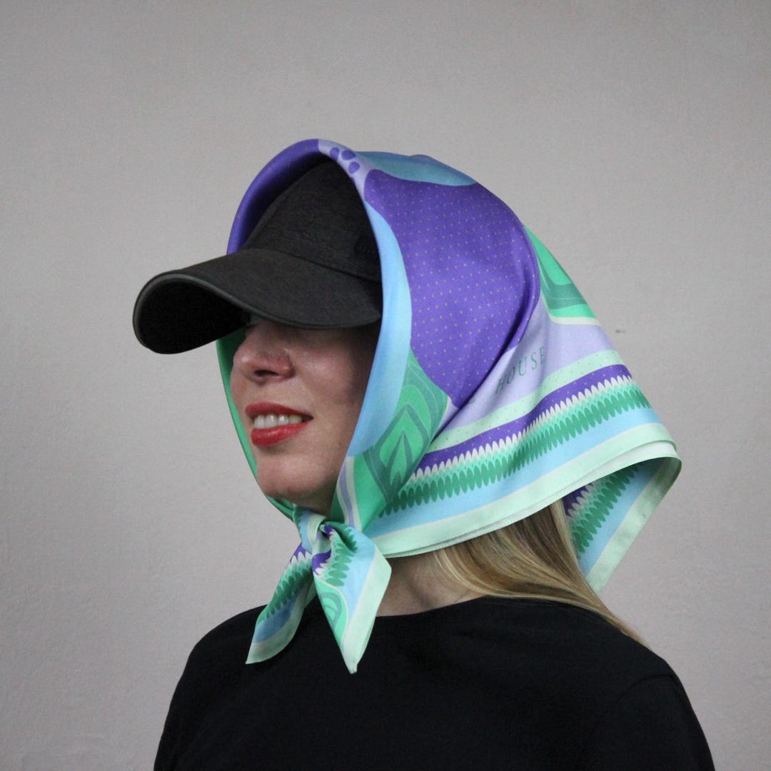 Periwinkle Silk Scarf, Fashion Bandana, Head Scarf Over Cap, 100 Silk ...