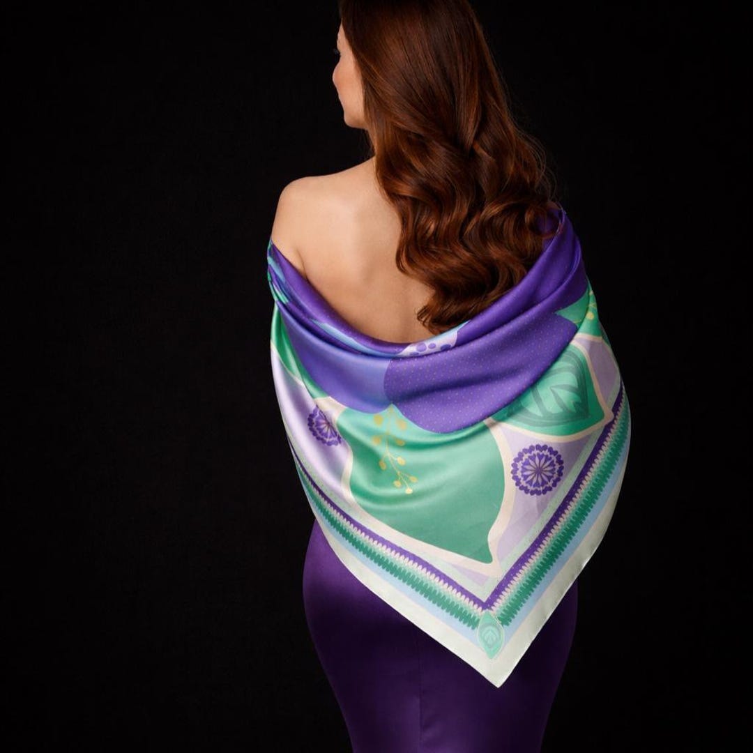 Periwinkle Silk Scarf, Fashion Bandana, Head Scarf Over Cap, 100 Silk ...