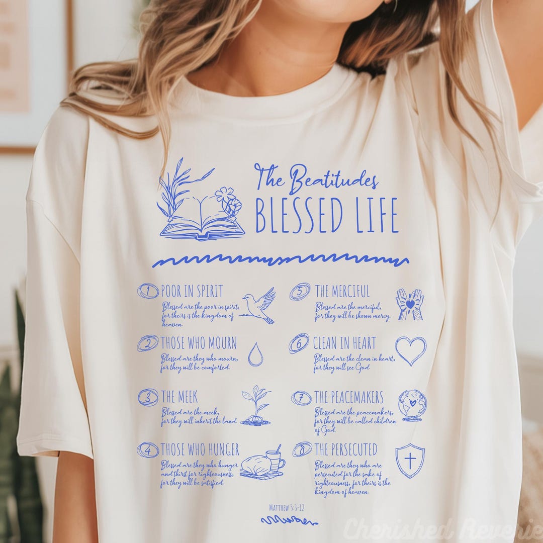 Christian Beatitudes Doodle Women Shirt, Bible Verse T-shirt, Faith ...