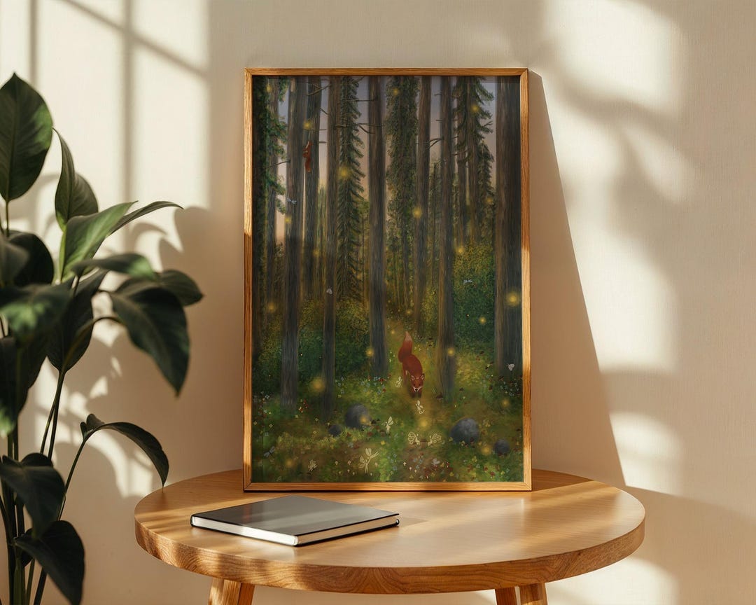 Whimsical Fox Art Print, Woodland Faeries, Bugs & Forest Creatures ...