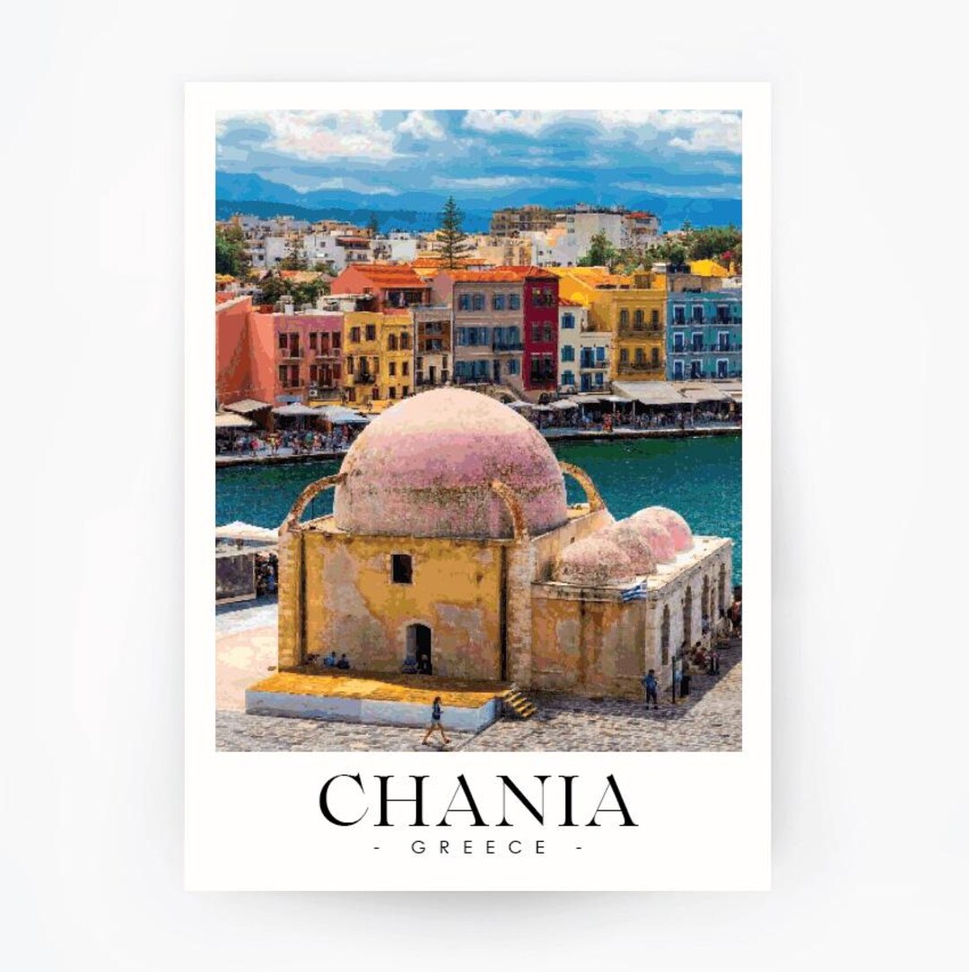 Chania Greece Travel Poster: Crete Art Print - Etsy