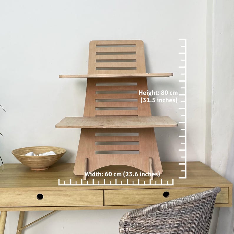 Ergonomic Birch Plywood Standing Desk: Adjustable Dual Shelf ...