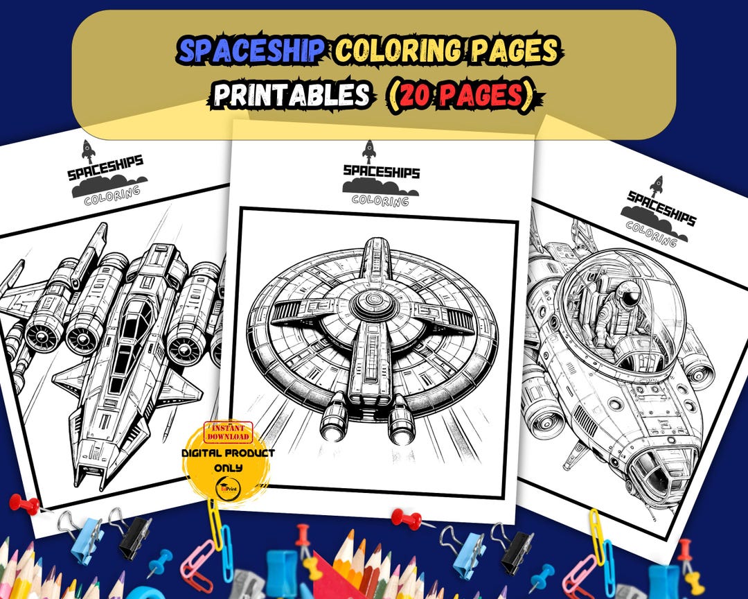 Spaceship Coloring Pages - Printable Rocket and UFO Designs, for Kids ...