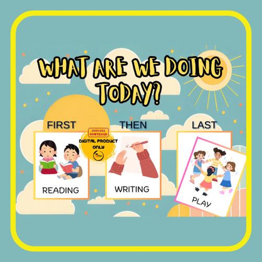First Then Last Visual Schedule Board | Kids Daily Routine Chart for ...