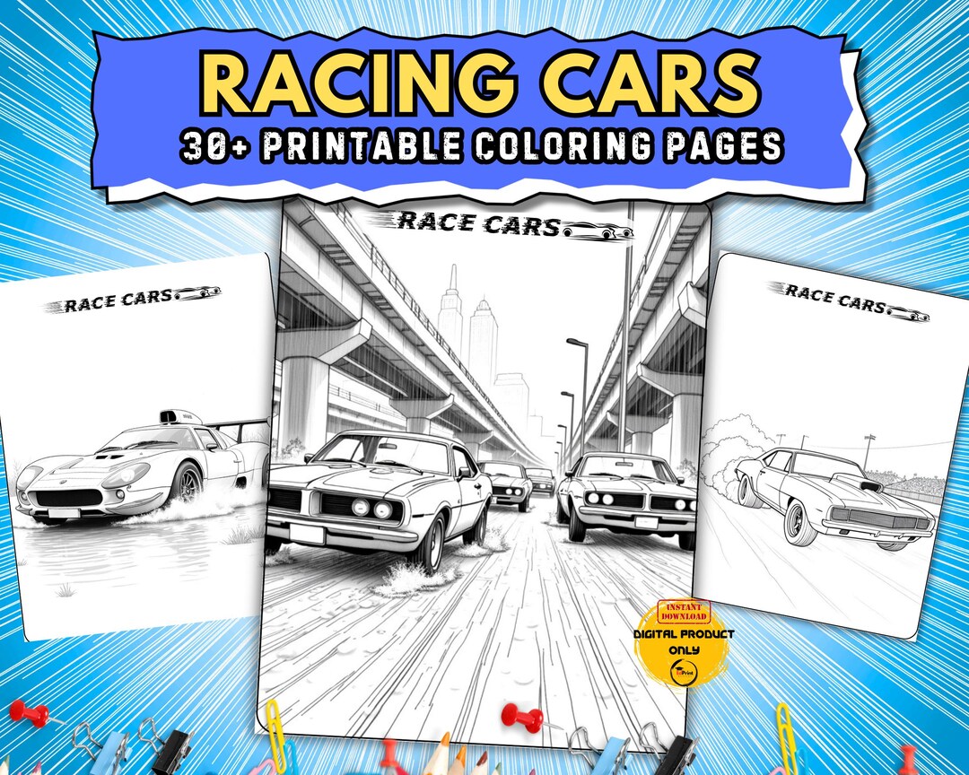 Race Car Coloring Pages | Fast Cars Printable Art for Kids | Sports Car ...