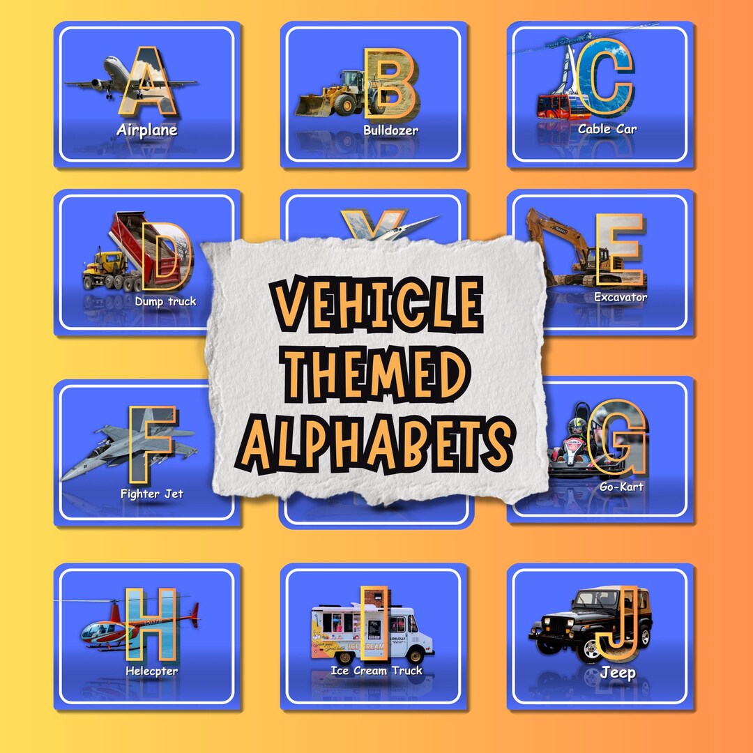 Vehicle Alphabet Flashcards, ABC Flashcards, A-Z Transportation ...