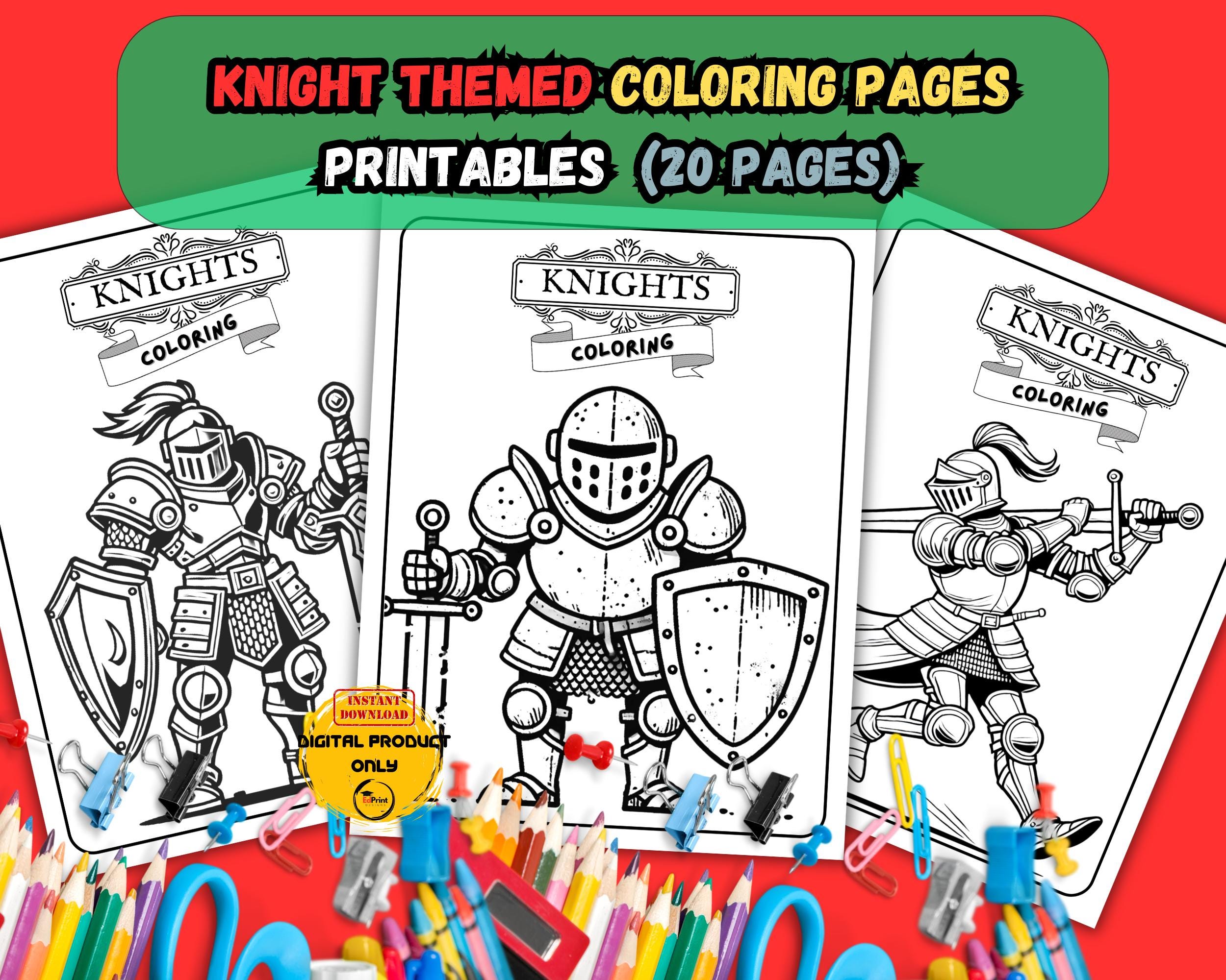 Printable Knight Coloring Pages for Adults & Kids | Medieval Fantasy ...