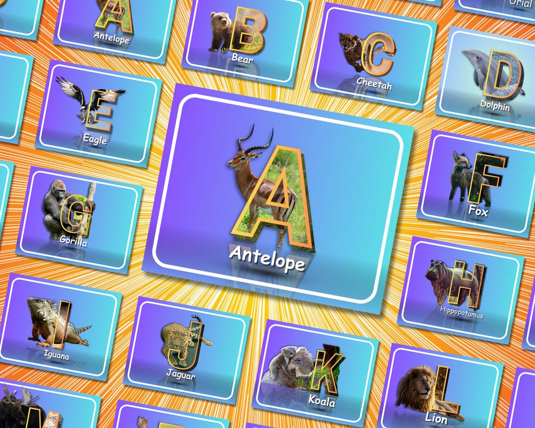 Animal-themed Alphabet Flashcards | A-Z Educational Cards for Kids ...