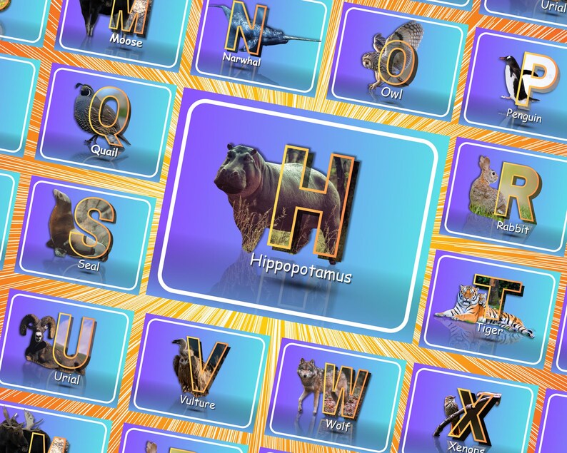 Animal-themed Alphabet Flashcards | A-Z Educational Cards for Kids ...