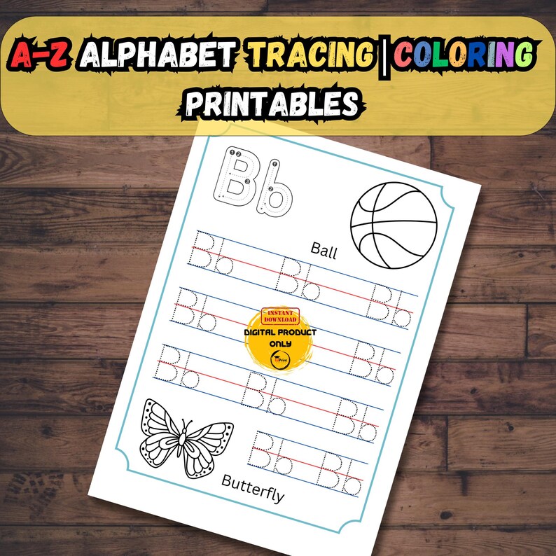 A-Z Alphabet Tracing Pages, ABC Tracing Sheets, Handwriting Practice ...
