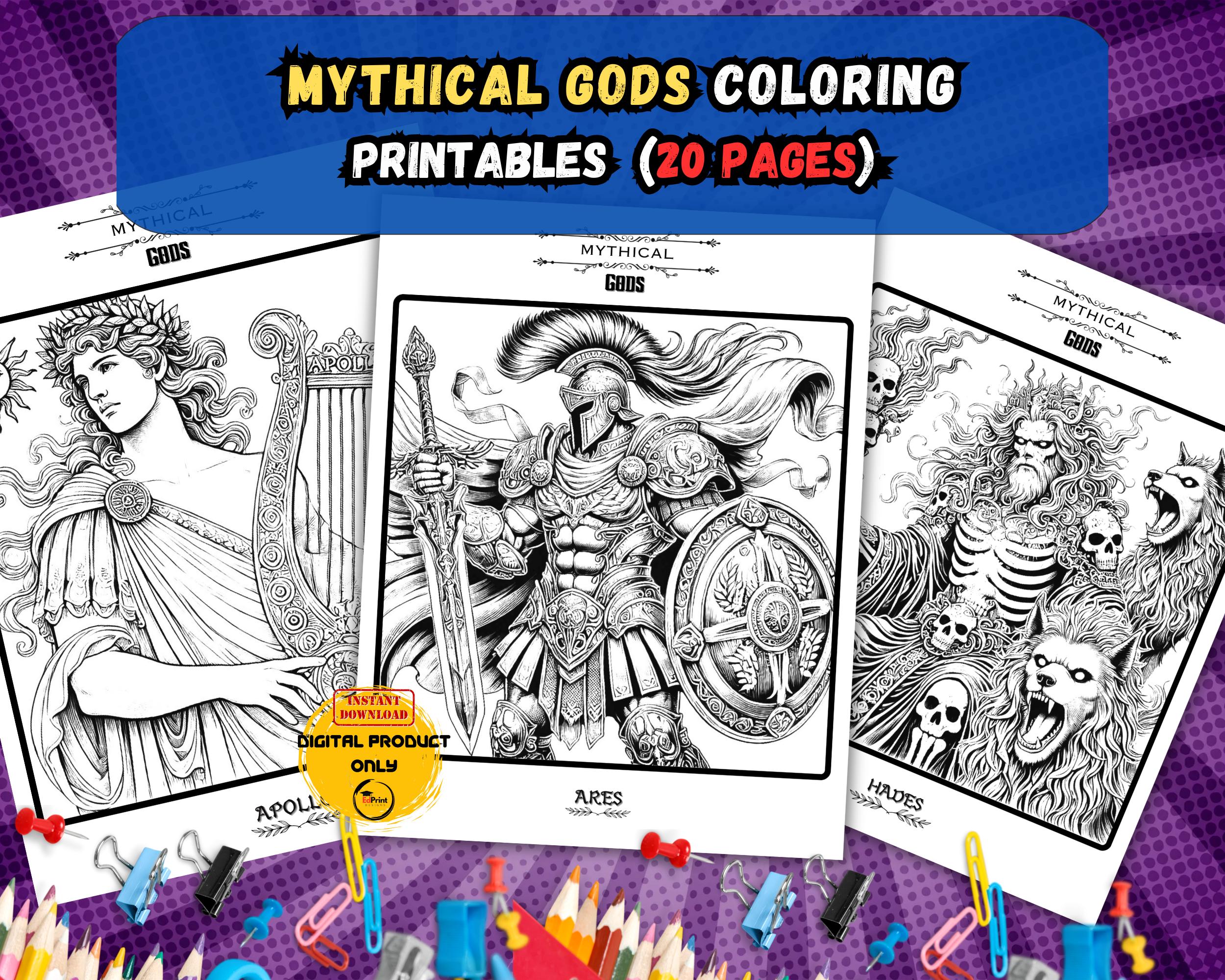 Gorgeous Mythological Gods Printable Coloring Pages - Deities From ...