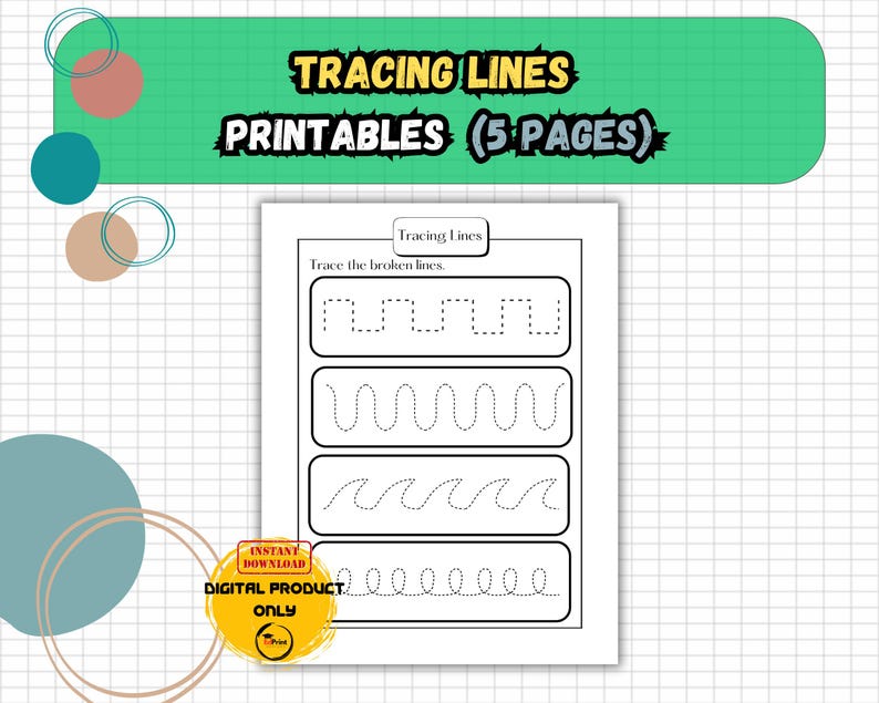 Tracing Lines Worksheet for Kids | Preschool Pre-writing Practice ...