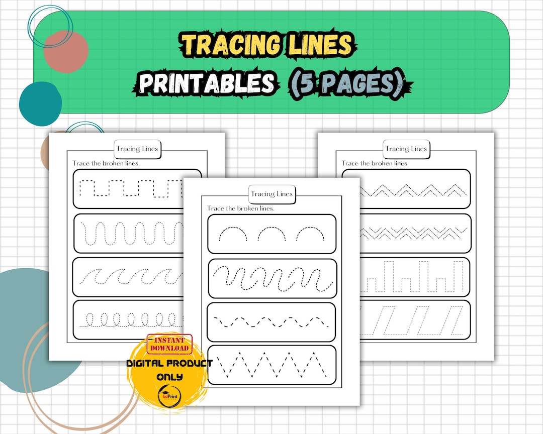 Tracing Lines Worksheet for Kids | Preschool Pre-writing Practice ...