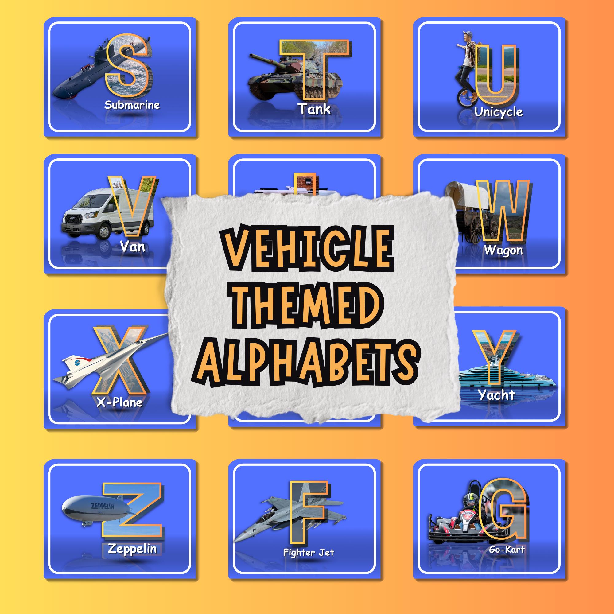 Vehicle Alphabet Flashcards, ABC Flashcards, A-Z Transportation ...