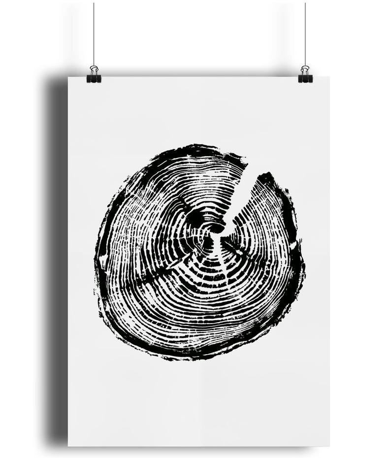 Tree Ring Art Print - Hand Printed Nature Wall Art. A3 - 29.7 X 42 Cm ...