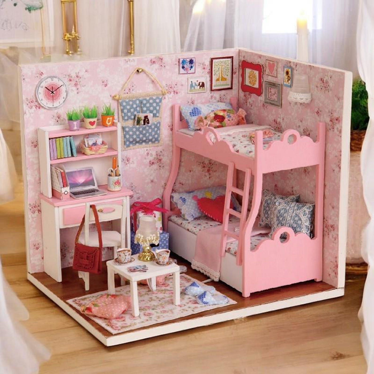 DIY Miniature Room Kit: Pastel Dollhouse With LED Lights - Etsy