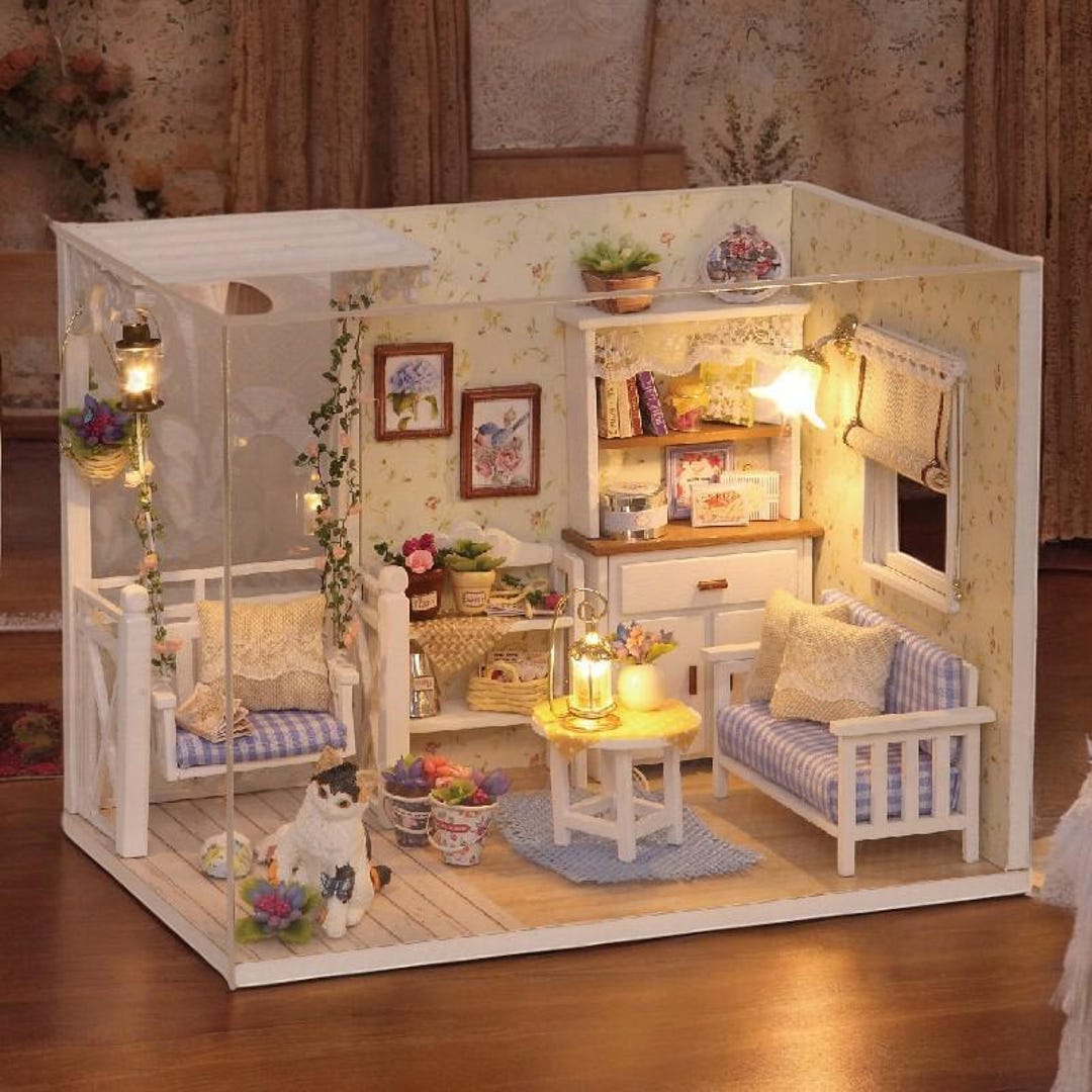 DIY Miniature Room Kit: Pastel Dollhouse With LED Lights - Etsy