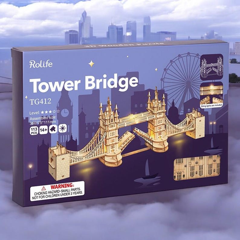 DIY Tower Bridge Wooden Puzzle Kit: London Landmark Model, Home Decor ...