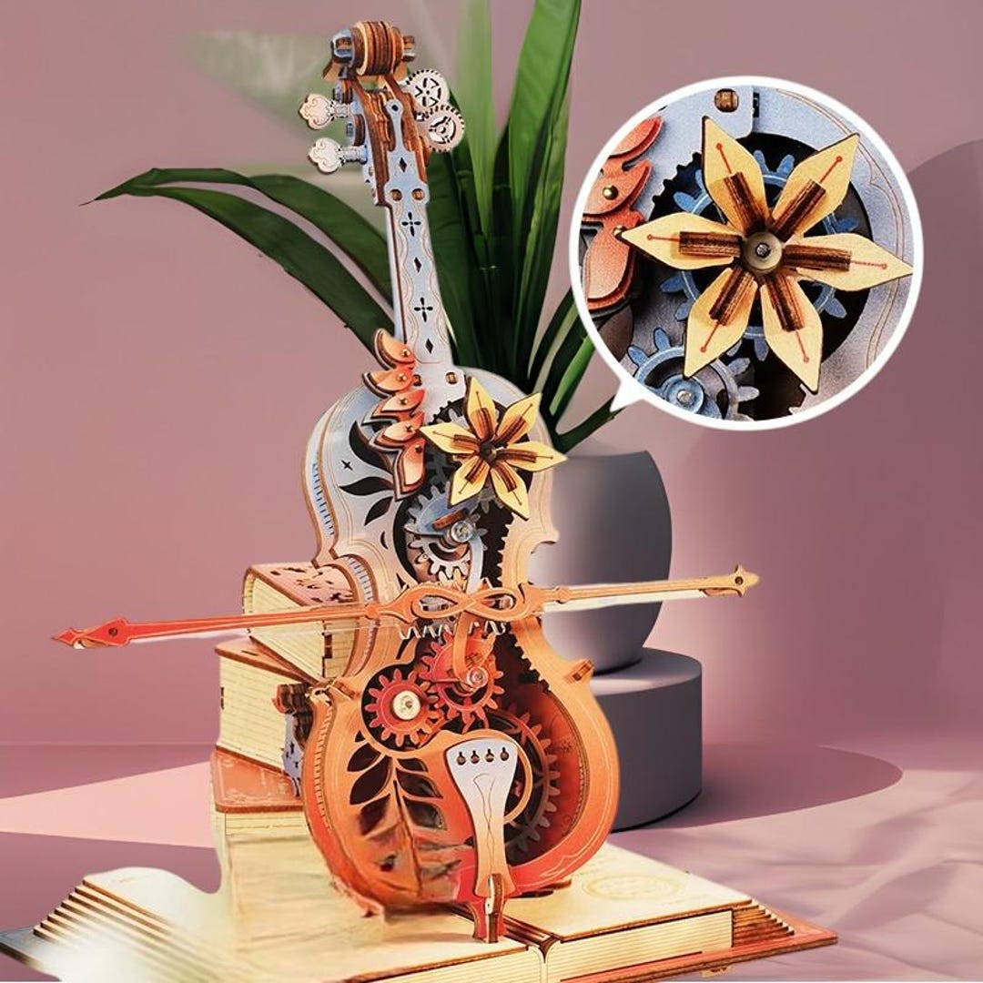 3D Wooden Cello Puzzle Music Box, DIY Mother’s Day Gift, Unique ...