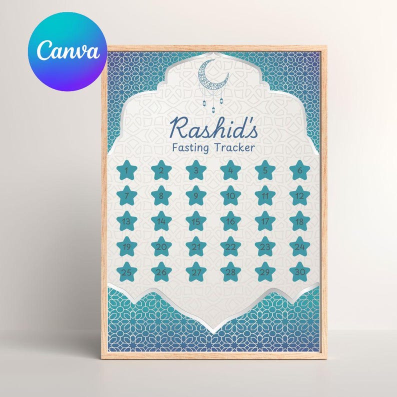 Ramadan Fasting Tracker Calendar Digital Download Eid Mubarak Countdown ...