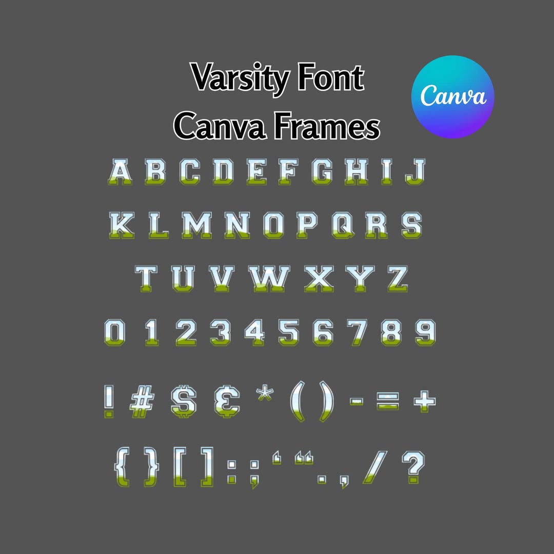 Varsity Canva Frame Sport Letter and Number Canva Frame Drag and Drop ...