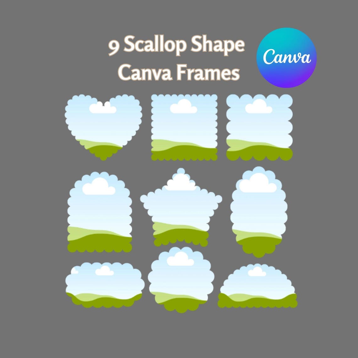 Scallop Shape Canva Frame Wavy Edge Frame Drag and Drop Custom Photo ...