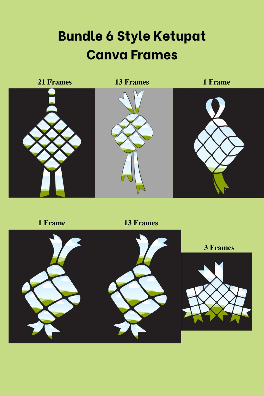 Bundle Ketupat Canva Frames Ramadan Frame Photo Template Drag and Drop ...