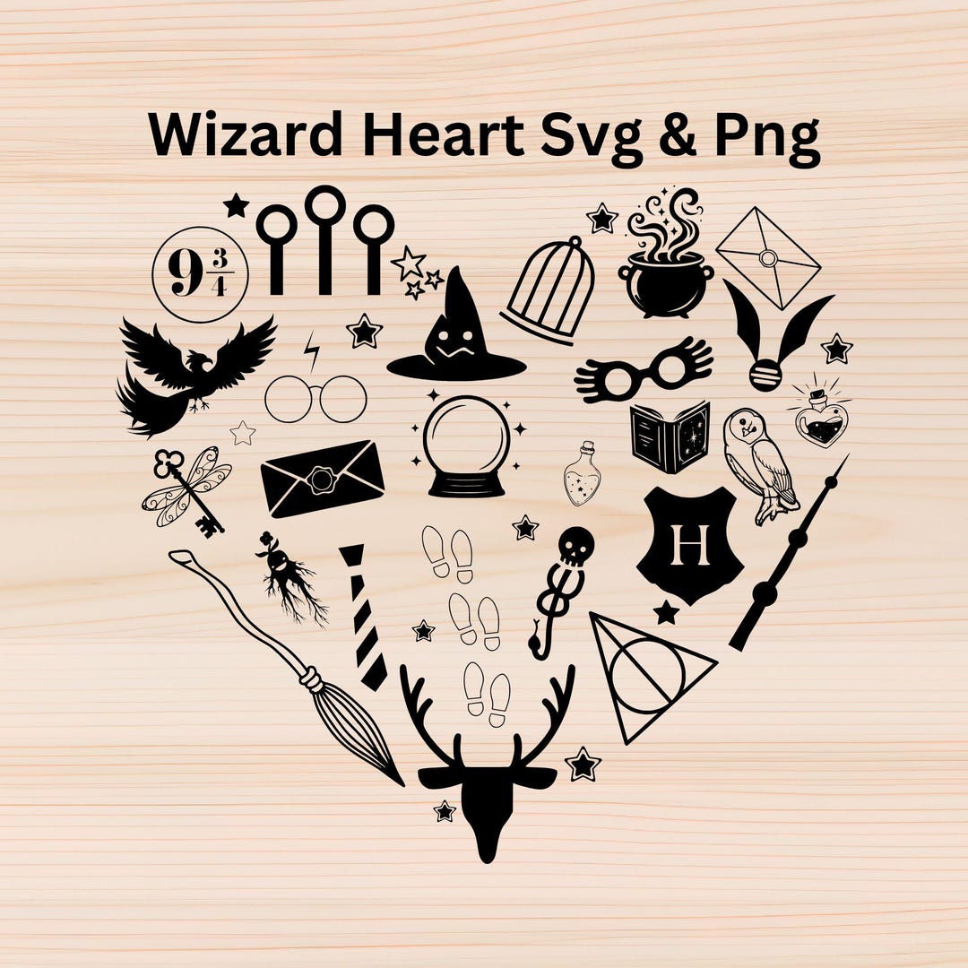 Wizard Heart Svg Magician Witch Heart Png Magic School Png Wizard Wall ...