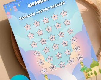 Ramadan Fasting Tracker Progress Editable Calendar Kids Canva Planner ...