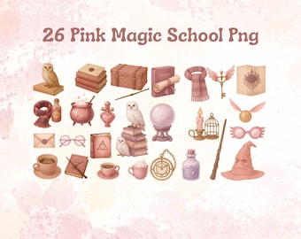 Watercolor Pink Wizard Png Magic School Clip Art Pink Witch Magic ...