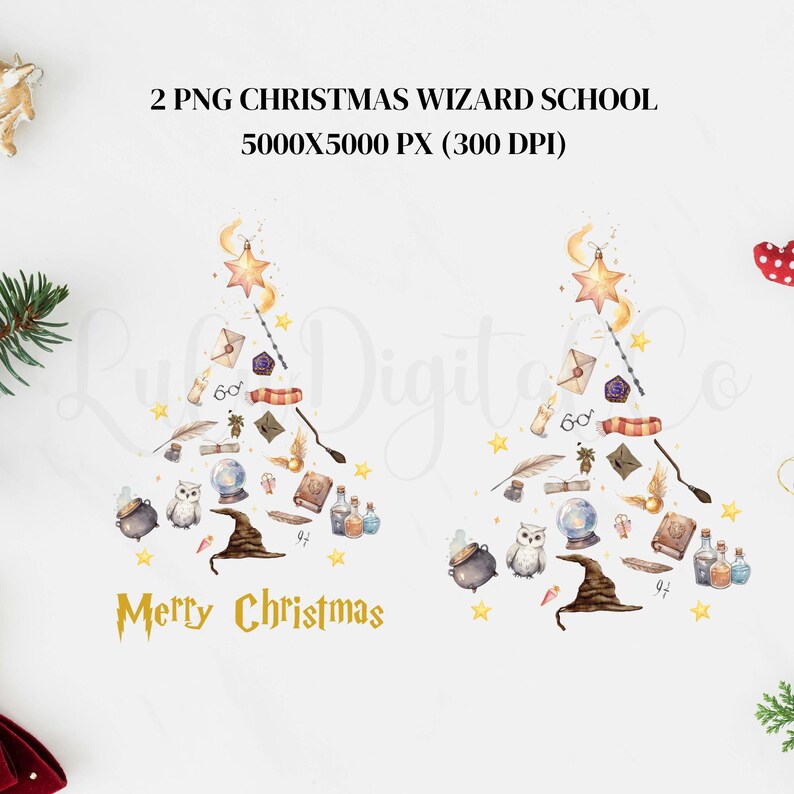 Magic Wizard Christmas Tree PNG Set • Fantasy Witchcraft Holiday Art ...