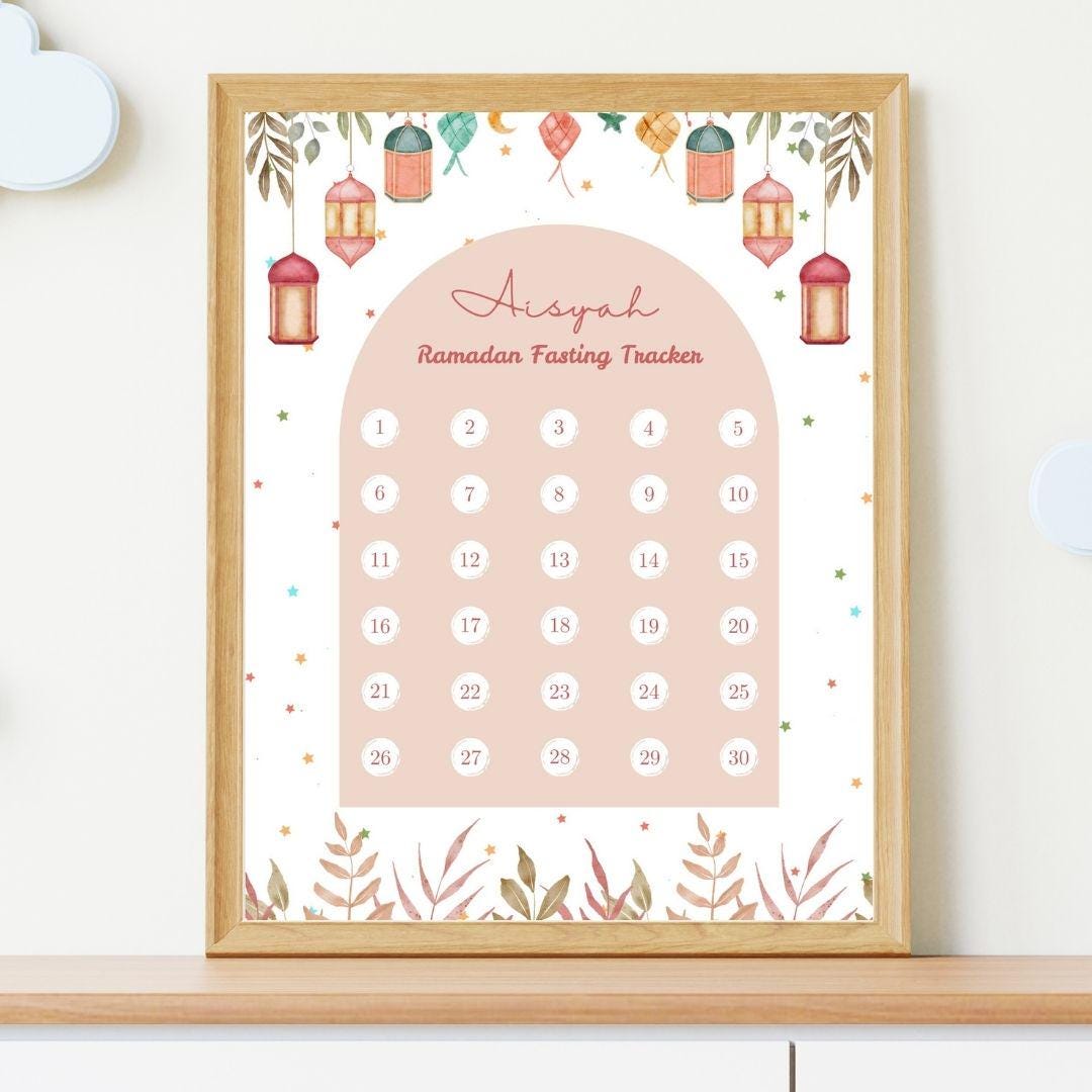 Ramadan Fasting Tracker Progress Editable Calendar Kids Canva Planner ...