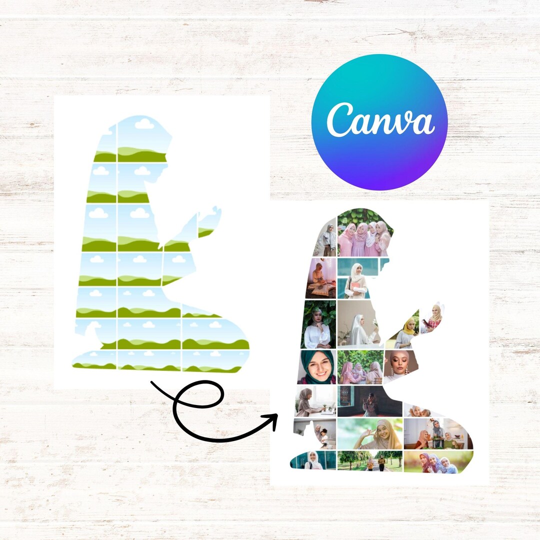 Muslim Girl Praying Canva Frame Islamic Photo Collage Canva Template ...