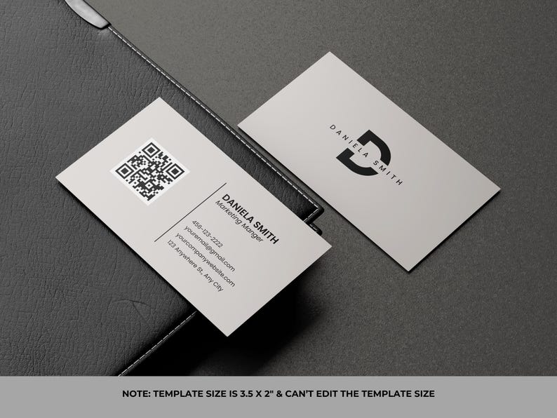 Business Card Template QR Code, Instant Download, Modern Double Sided ...