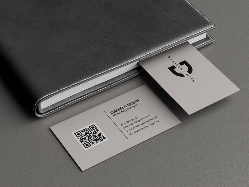 Business Card Template QR Code, Instant Download, Modern Double Sided ...