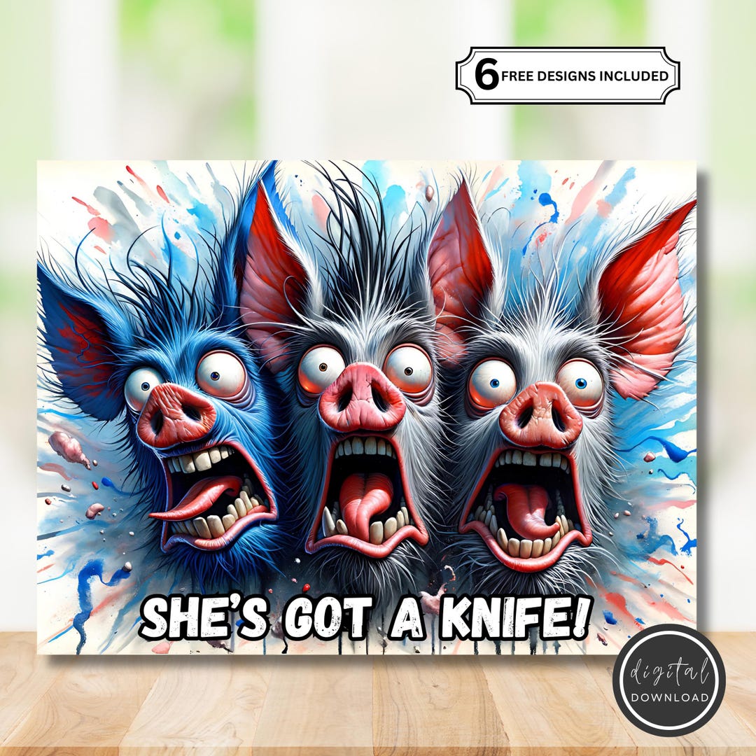 Scared Pigs Glass Cutting Board Sublimation Design - She's Got A Knife ...