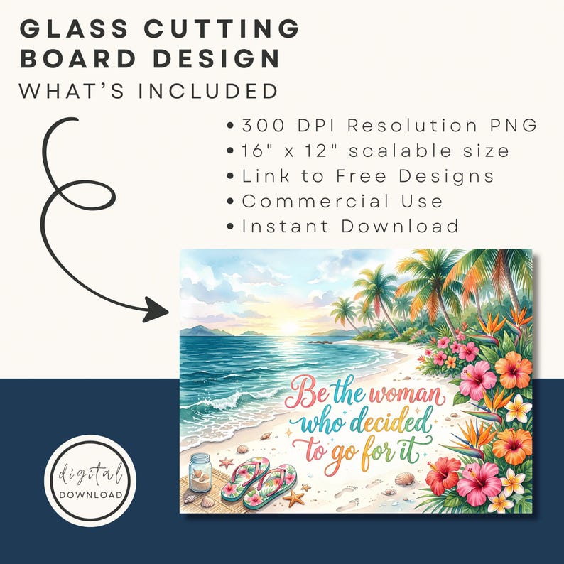 Be the Woman Who Went for It Cutting Board PNG | Beach Scene ...