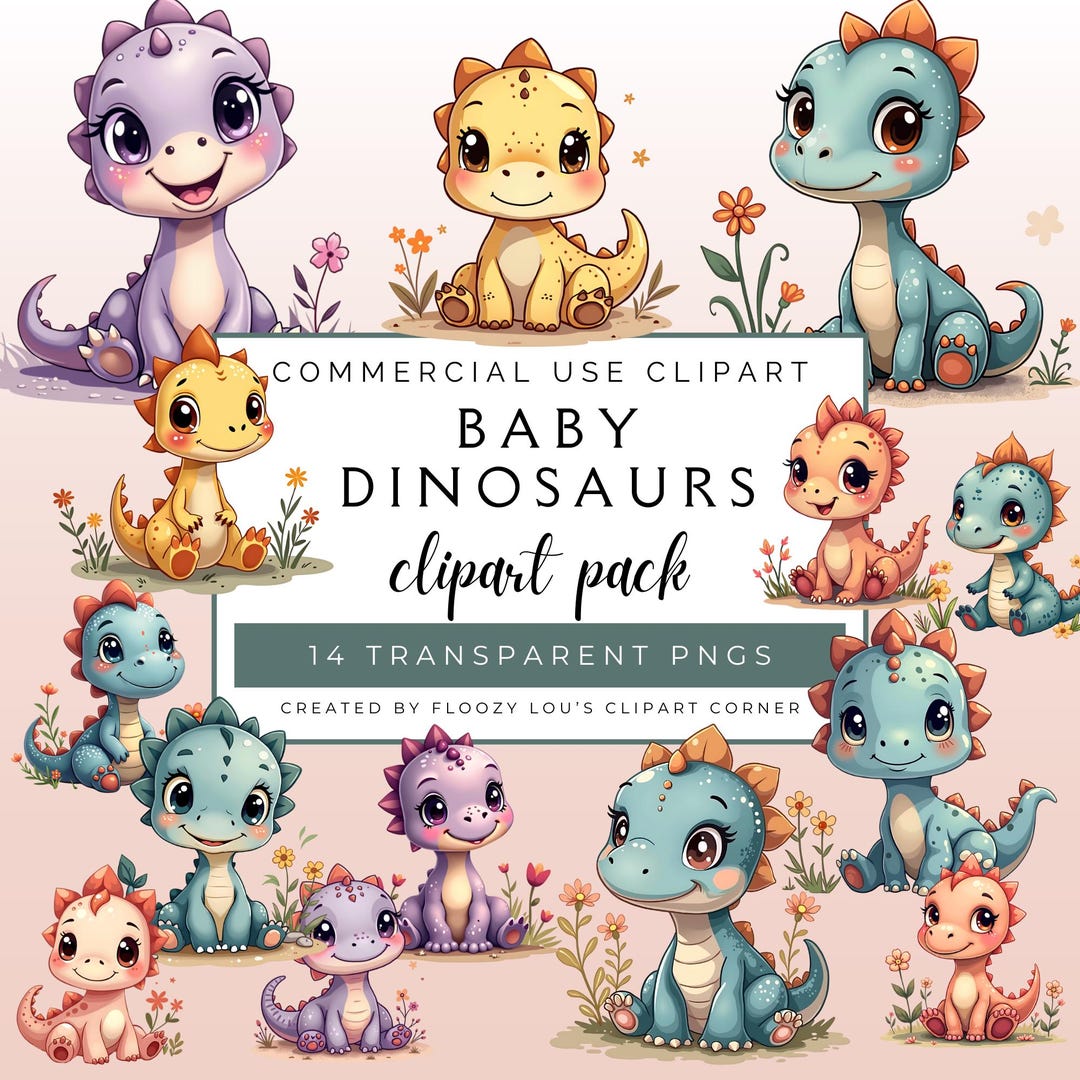 Baby Dinosaurs Clipart Bundle, Dinosaur Clipart Pack, Baby Nursery ...