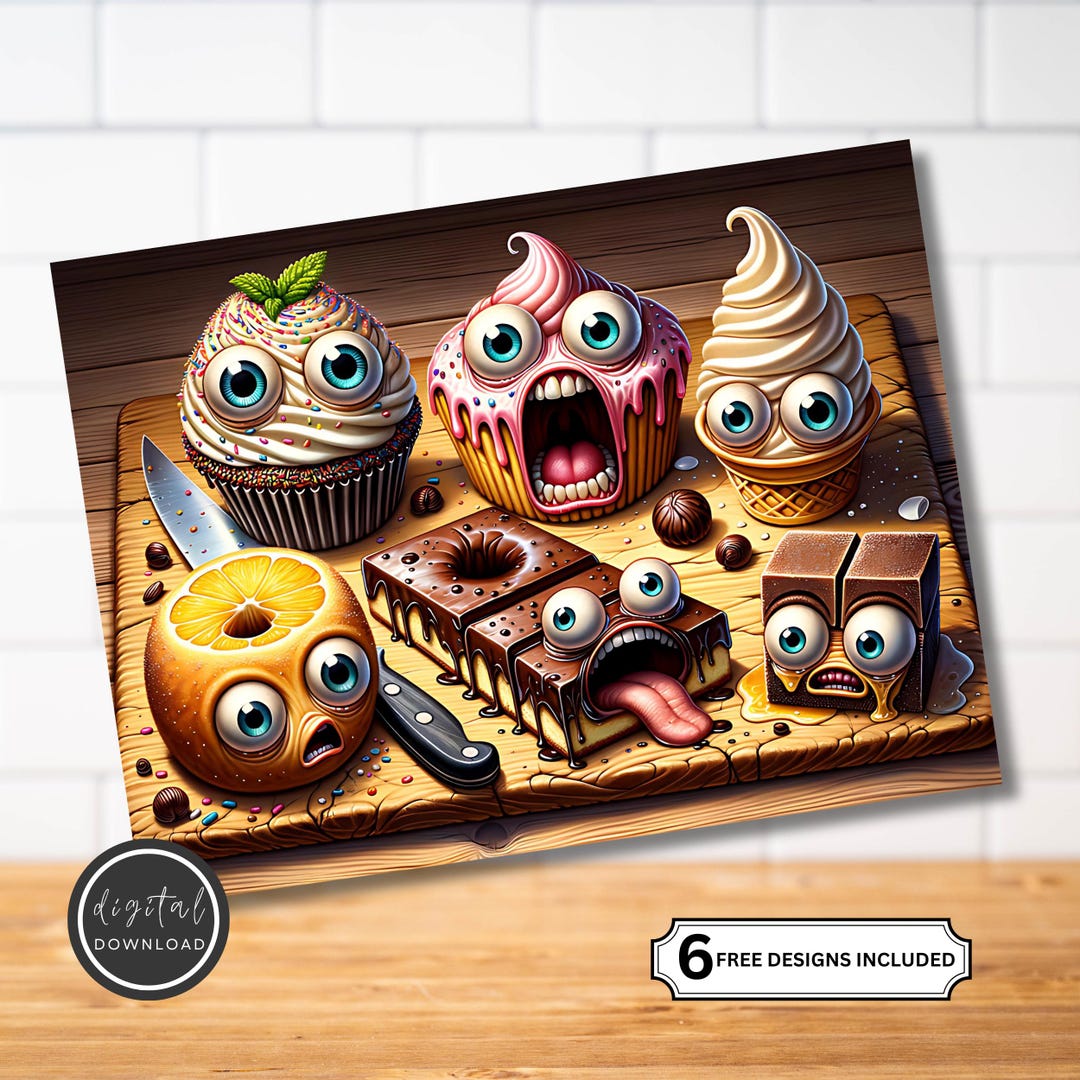 Scared Dessert Glass Cutting Board PNG for Sublimation - Etsy