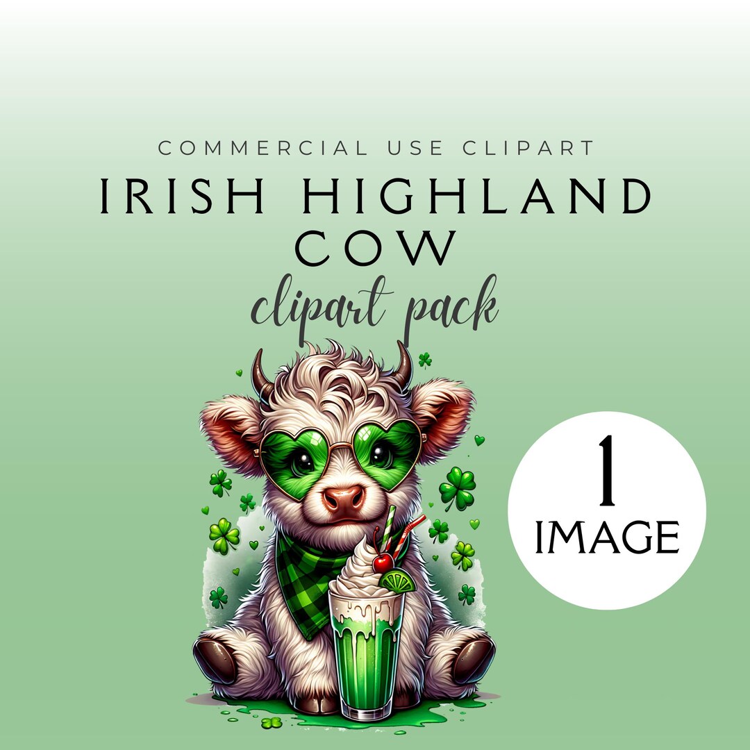Irish Highland Cow Clipart Pack, Clipart Bundle for Commercial Use ...