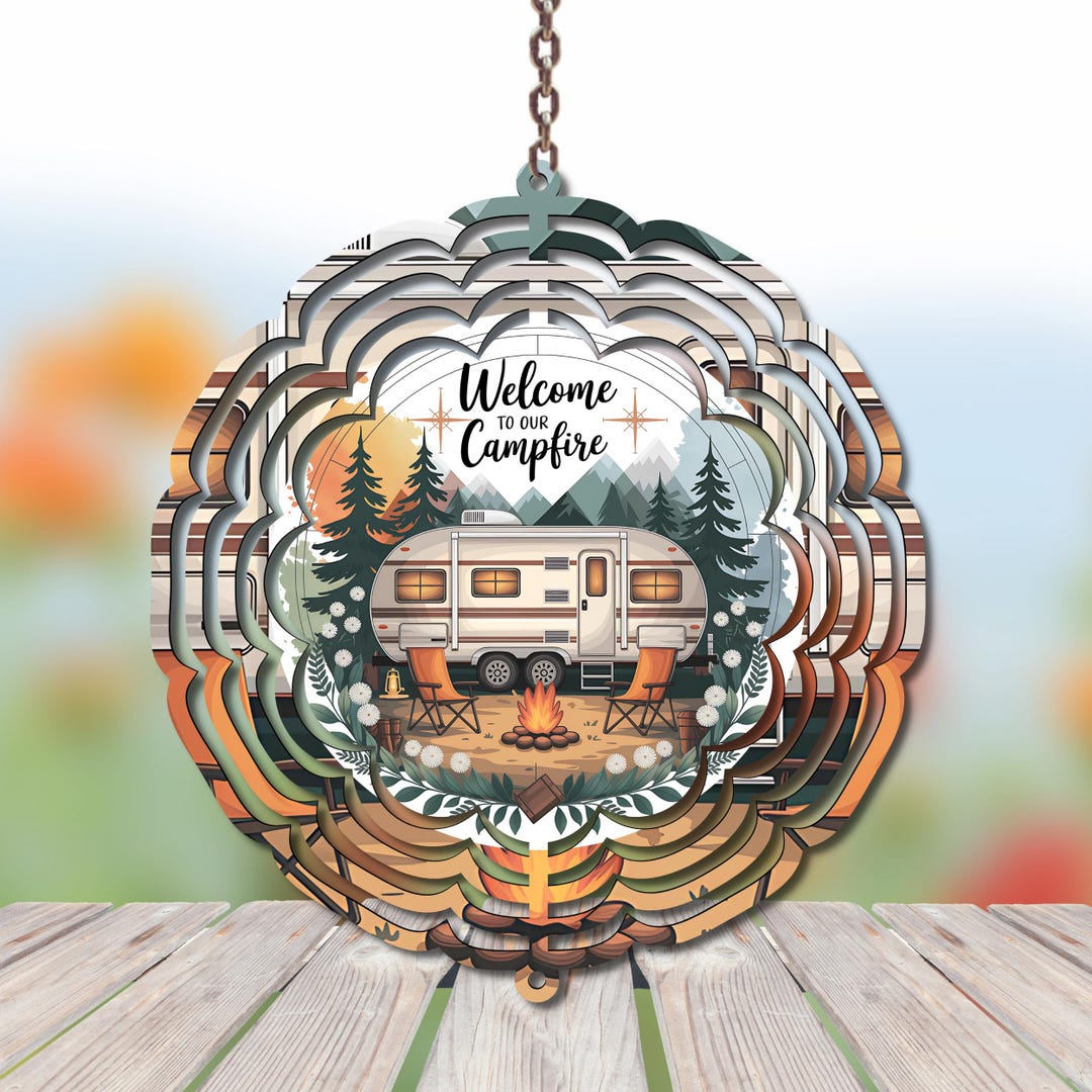 Campfire Wind Spinner Sublimation Design: Campground Sign PNG (digital ...