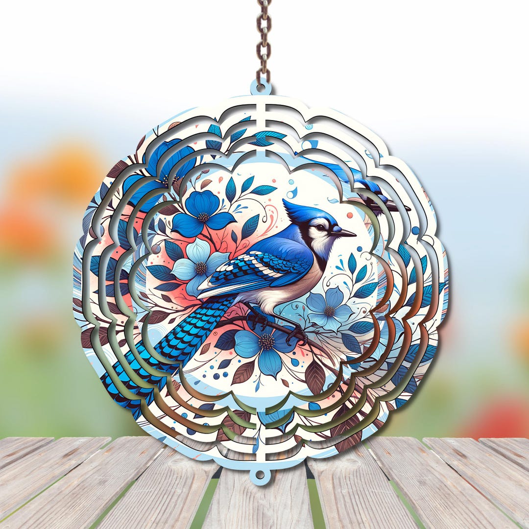 Blue Jay Wind Spinner Design for Sublimation - Bird Lover Wind Spinner ...