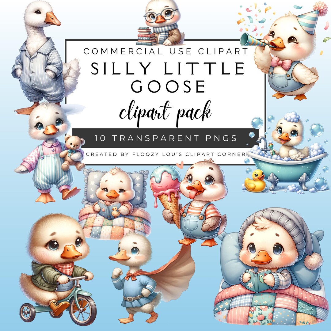 Silly Little Goose Clipart Bundle, Cute Goose Clipart Pack, Goose for ...