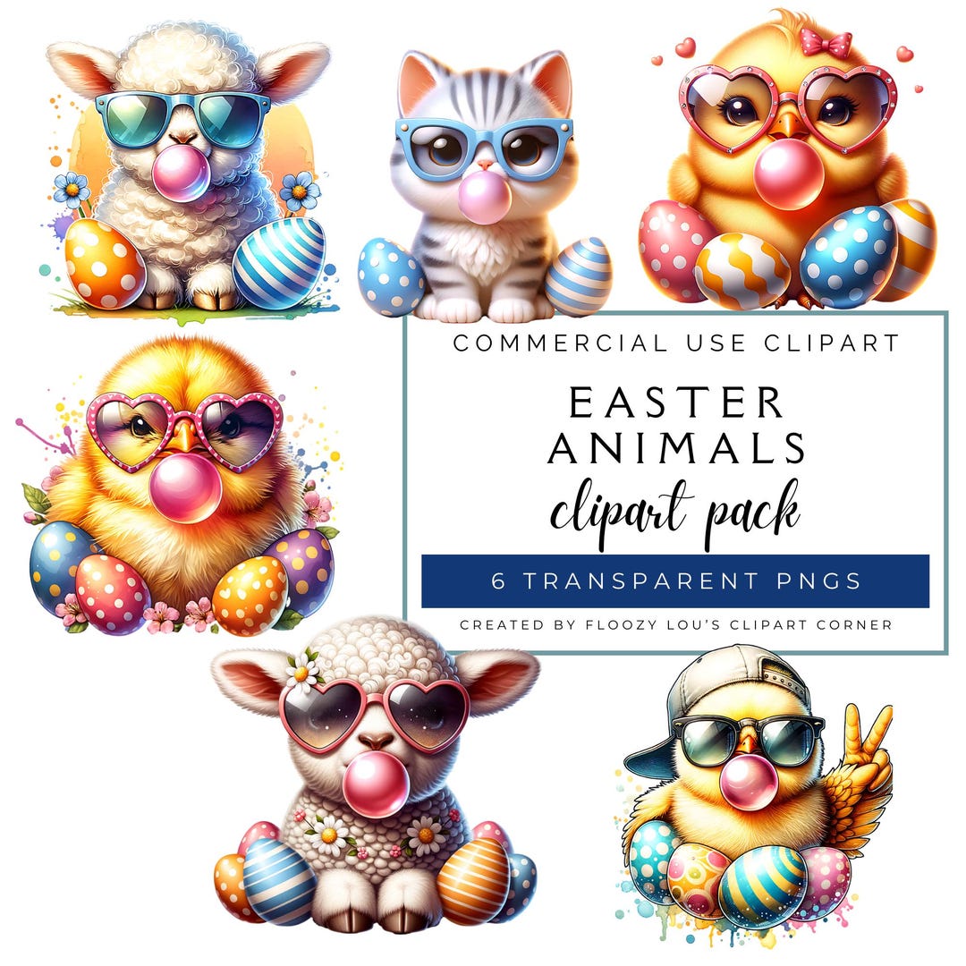 Cute Easter Animals Clipart Pack, Clipart Bundle for Commercial Use ...